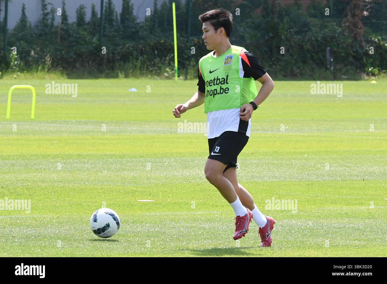 Westerlo's Isa Sakamoto pictured in action during a training session of Belgian soccer team KVC ...