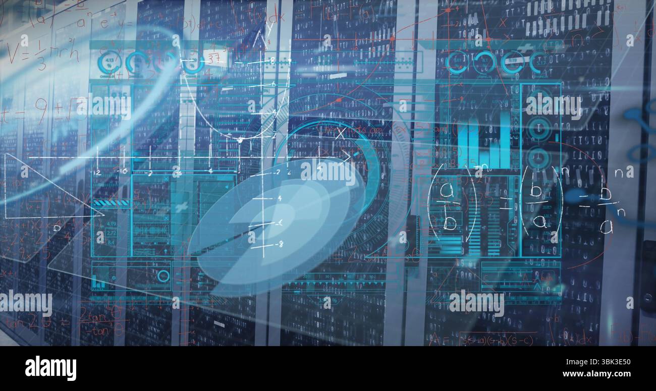 Streaming digital overlays across black server cabinets in data center ...