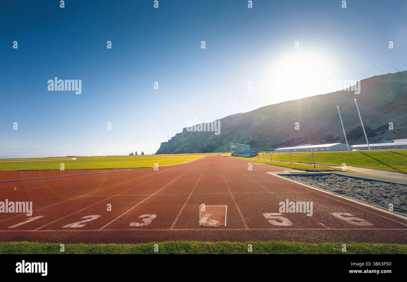 Photo of running track outdoors with beautiful nature Stock Photo - Alamy