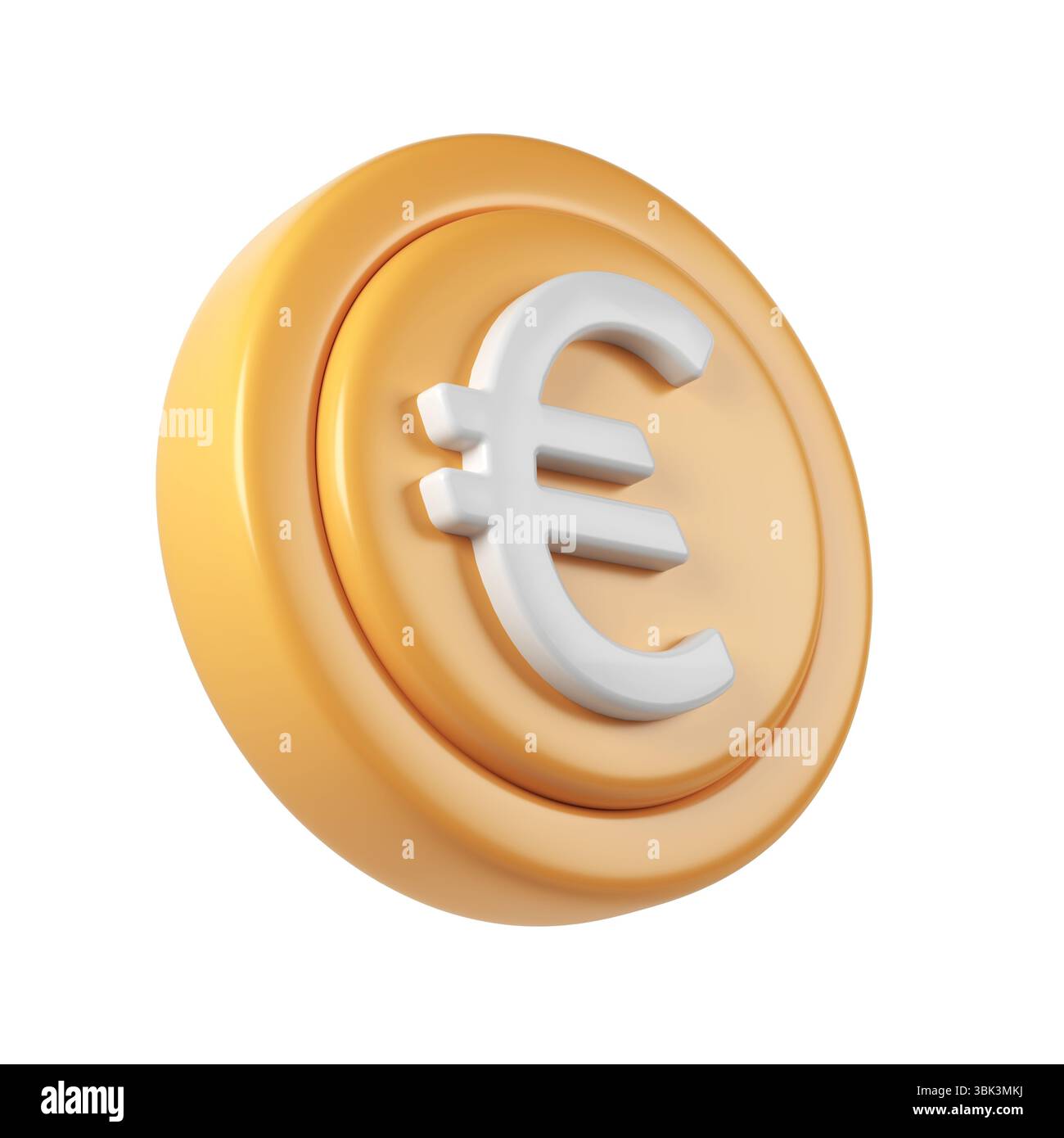Golden 3d render icon euro coin spinning, metallic surface gleaming ...