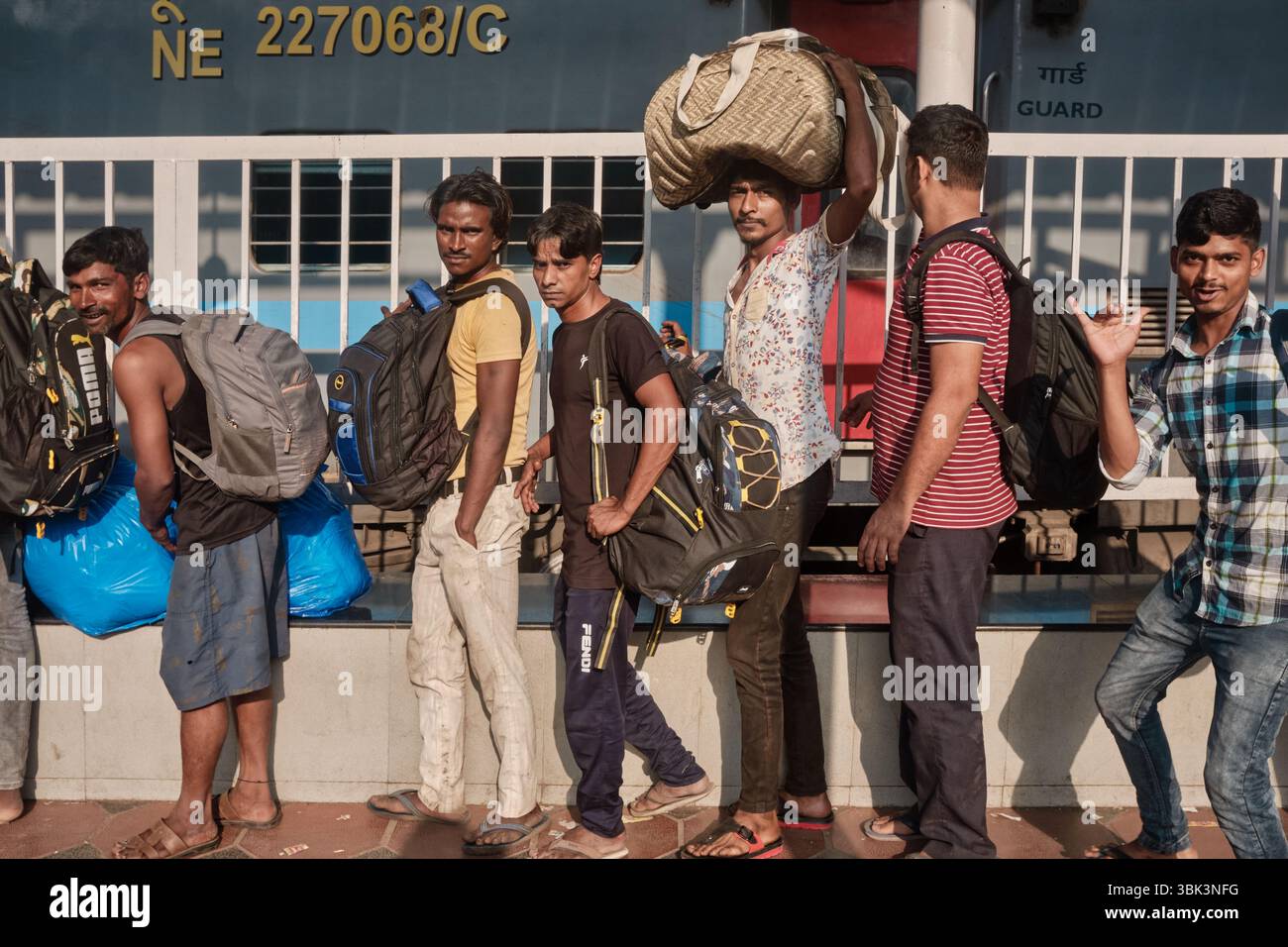 A group of young North Indian men at Chhatrapati Shivaji Maharaj ...