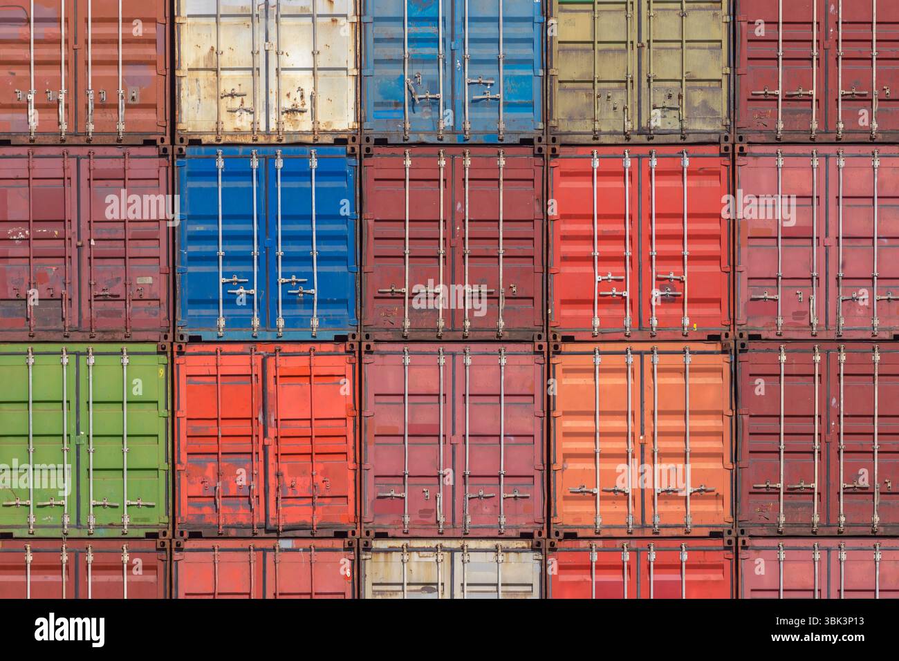 Lots of Cargo containers in shipyard stacked Stock Photo - Alamy