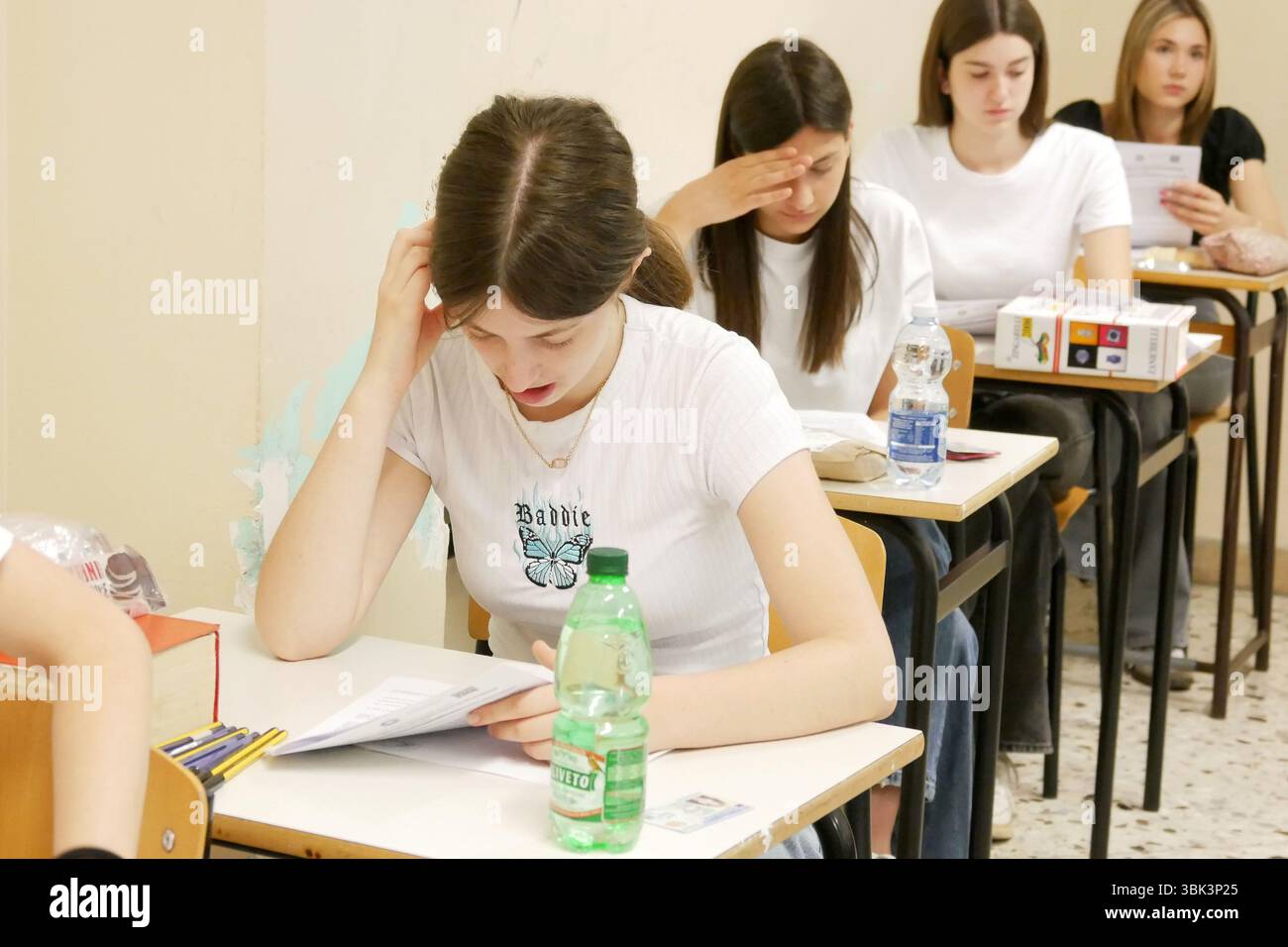 Italy, Arezzo, June 18, 2025 : High school maturity exams 2022. Scientific high school Francesco ...