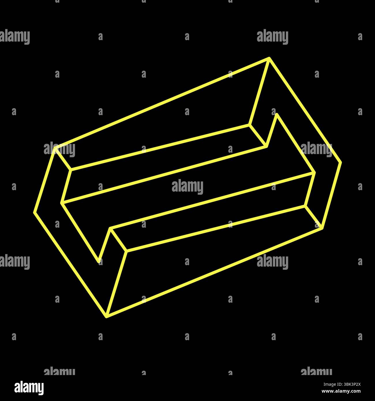 Optical illusion shapes. Impossible objects. Optical art figures. Line ...