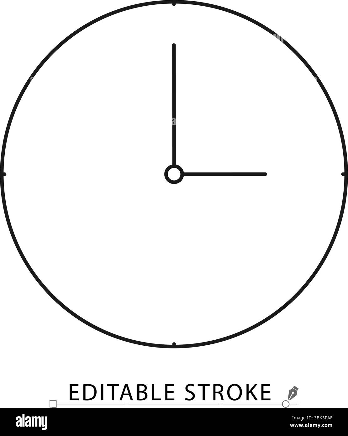 Clock icon in minimal line style with editable stroke. Analog wall ...