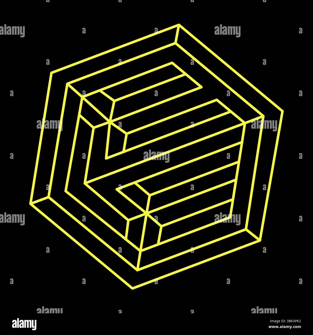 Impossible hexagon. Line design. Impossible shapes. Optical illusion ...