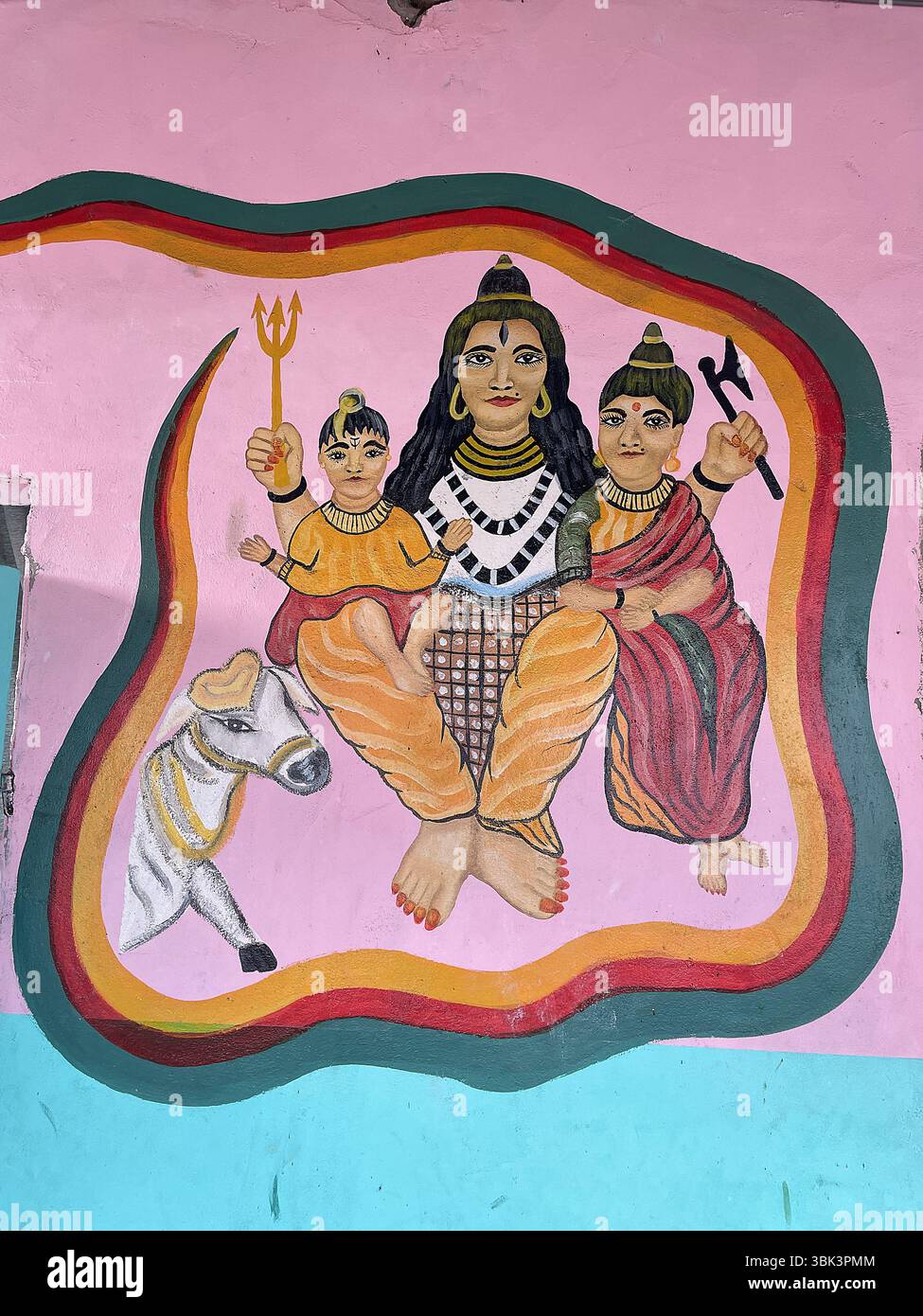 Painting on a voodoo shrine at Dantokpa market, Cotonou, Benin Stock ...