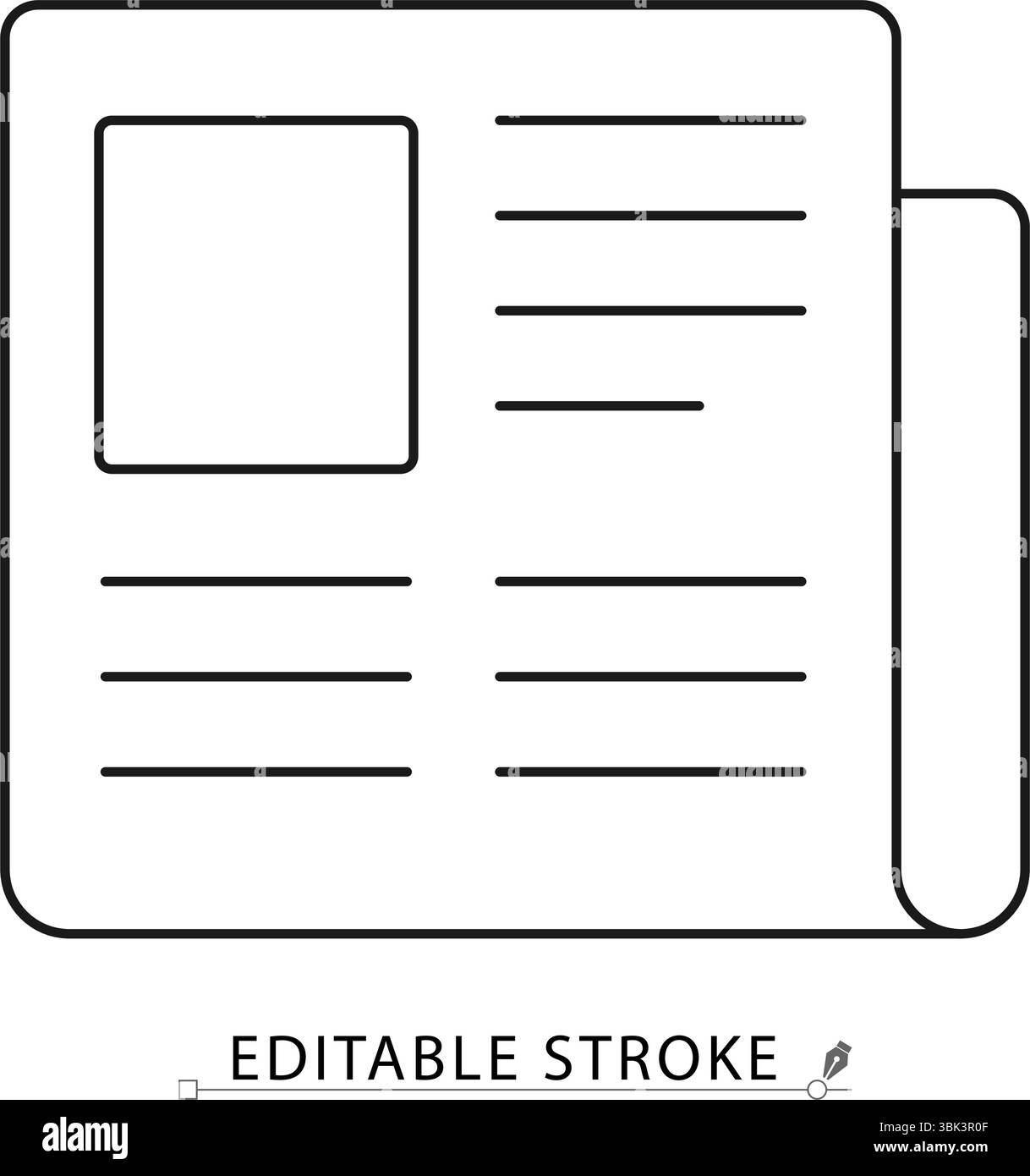 Newspaper icon in minimal line style with editable stroke. Press ...