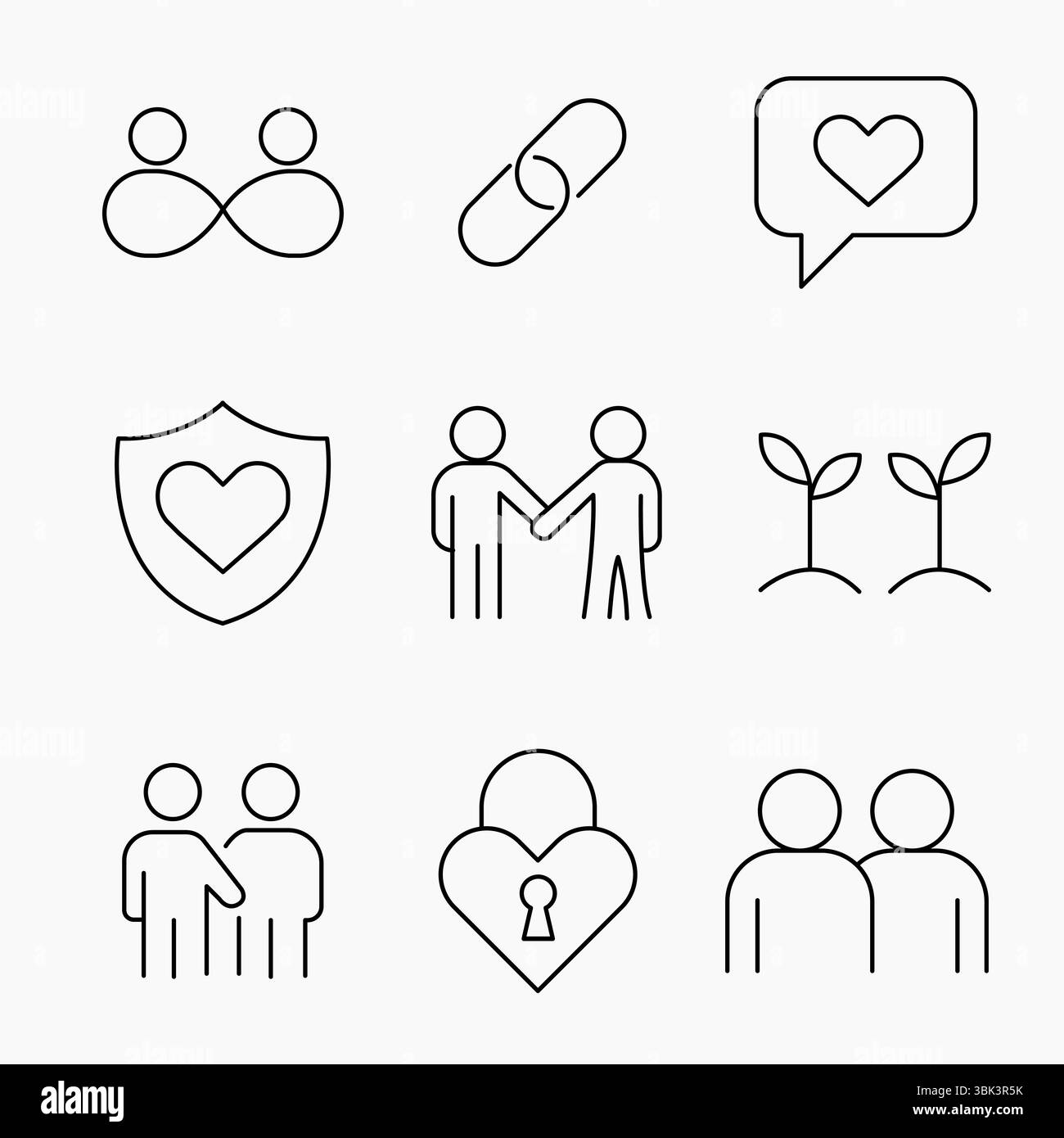 Minimalist Outline Icons Representing Friendship and Loyalty Ideal for ...