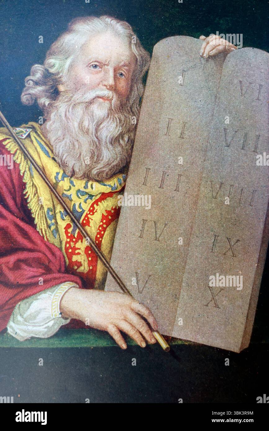 The Bible. The Old Testament. Moses and the Ten Commandments Stock ...
