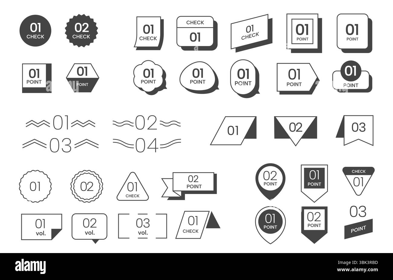 Simple list element. Title frame doodle geometric figures with numbers ...