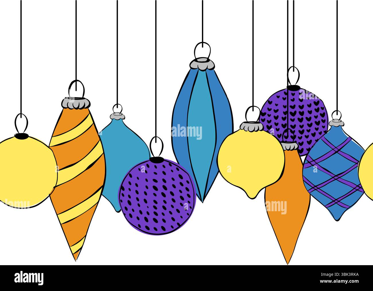 Golden christmas balls drawn Cut Out Stock Images & Pictures - Alamy