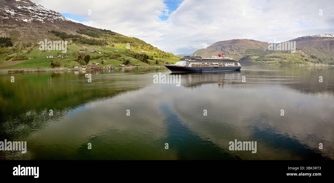 Fred Olsen cruise ship Bolette anchored in the Nordfjord at Olden in ...