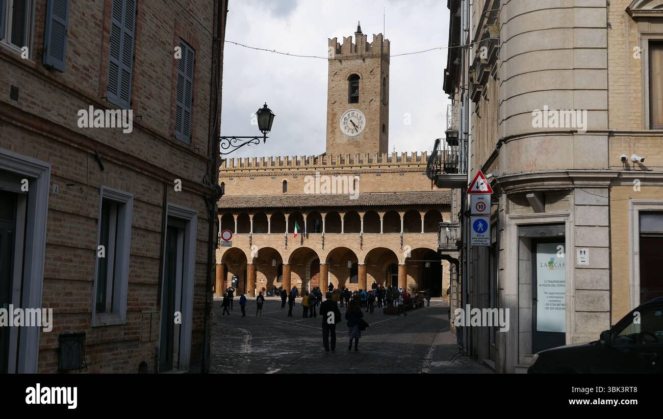 Offida the central square Piazza del Popolo and the pubic buildings ...
