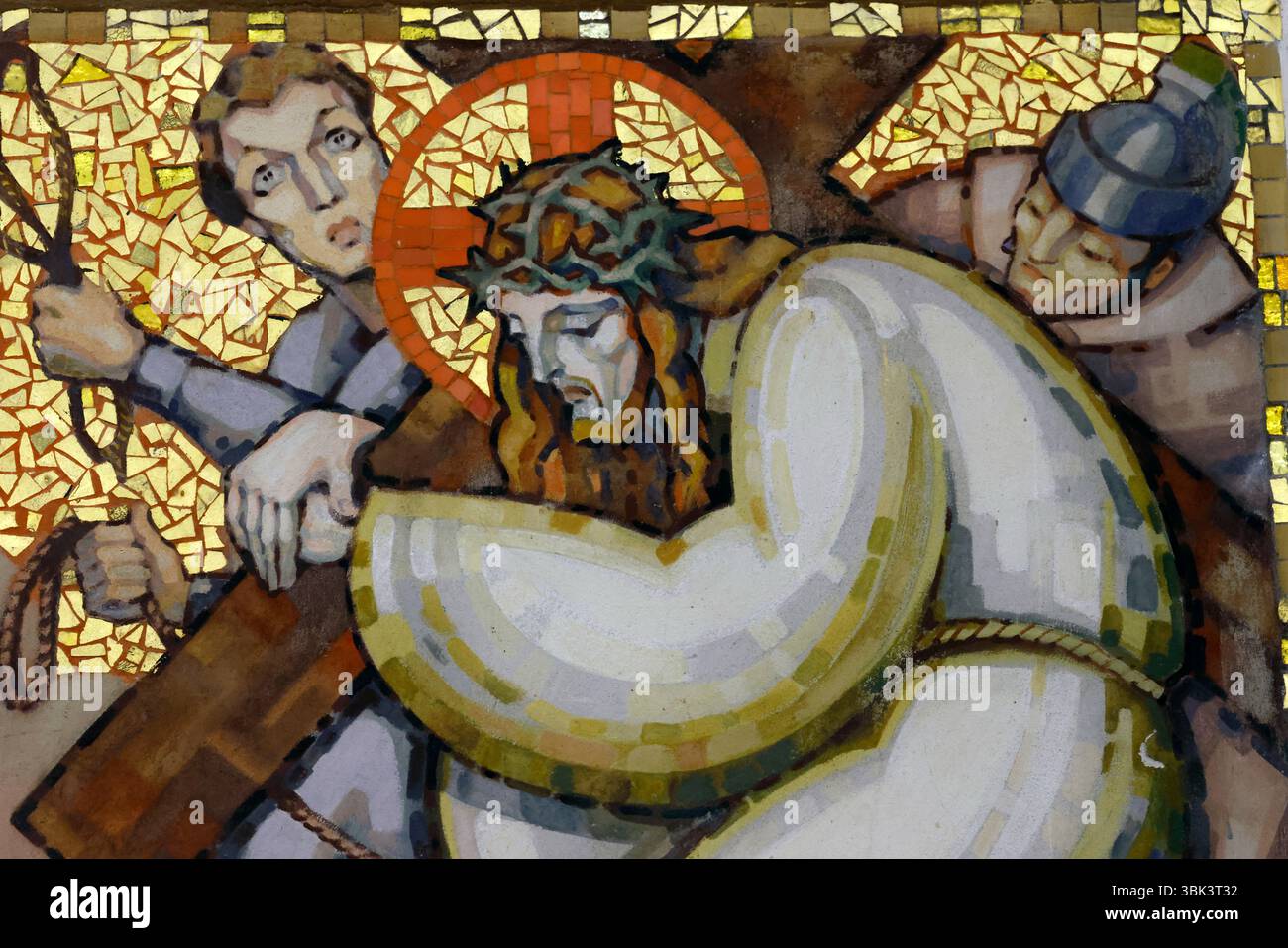 Way of the cross. 3rd Station: Jesus falls for the first time. Annecy ...