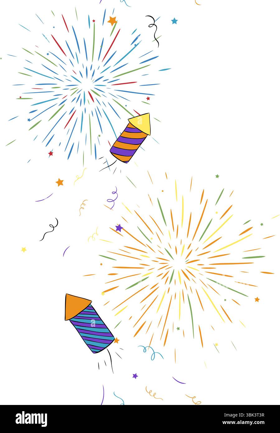 Bright fireworks display in night Cut Out Stock Images & Pictures - Alamy