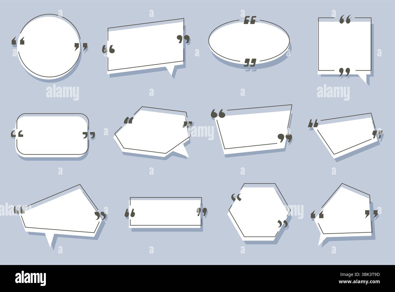 Quote mark banner. Text boxes with quotation marks, speech bubble ...
