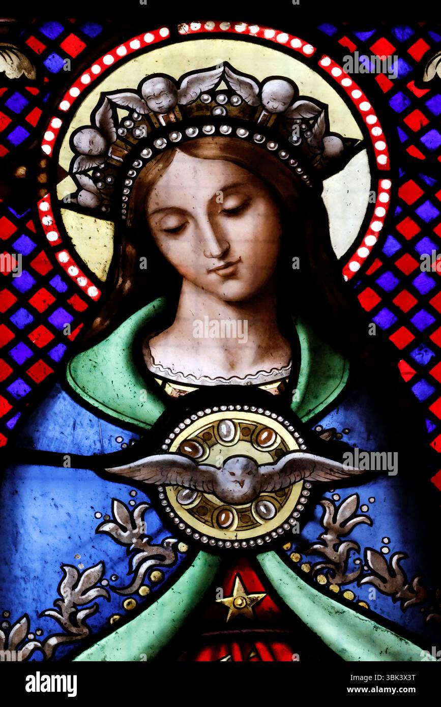 Collegiate Church of Saint James the Great. Stained glass. Crowned ...