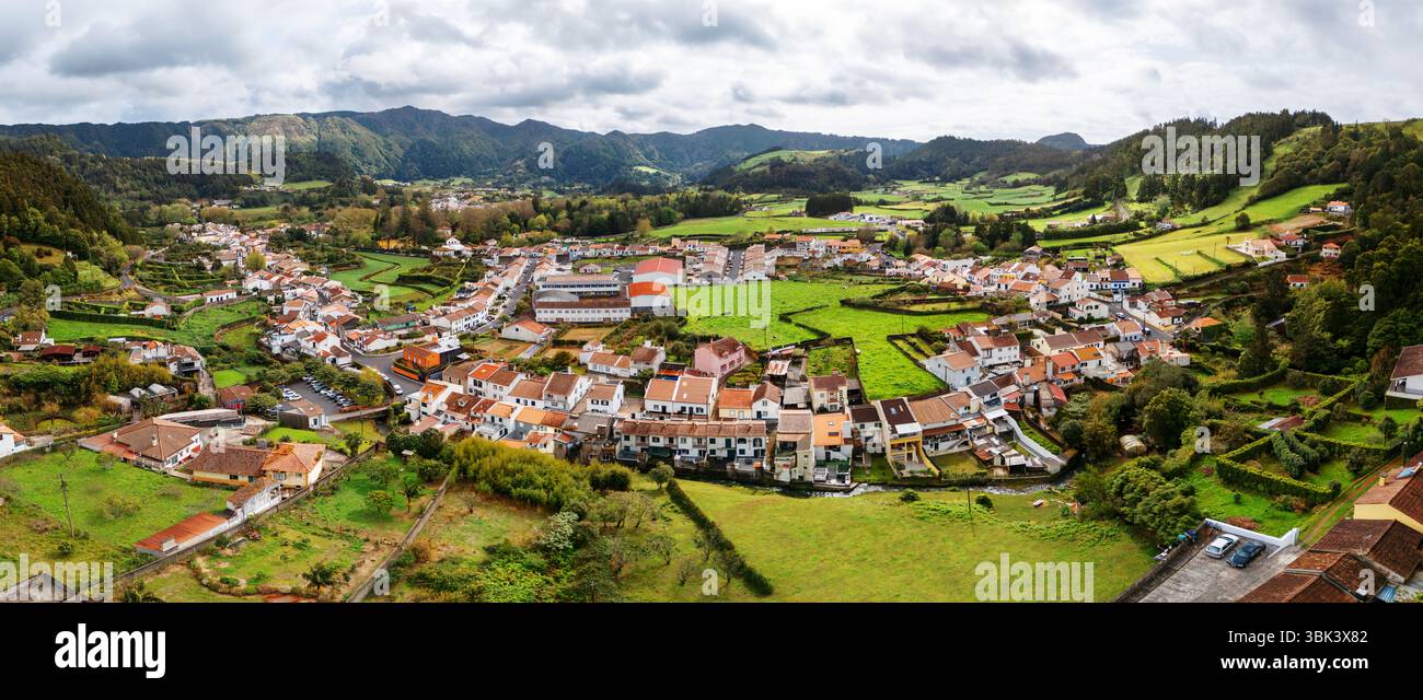 Aerial View of Furnas Village in Verdant São Miguel, Azores – Tranquil ...
