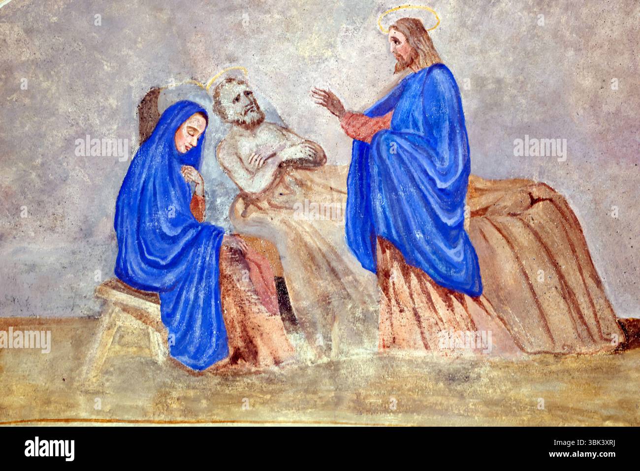 Saint Jean Baptiste church. Mural painting. The death of Saint Joseph ...