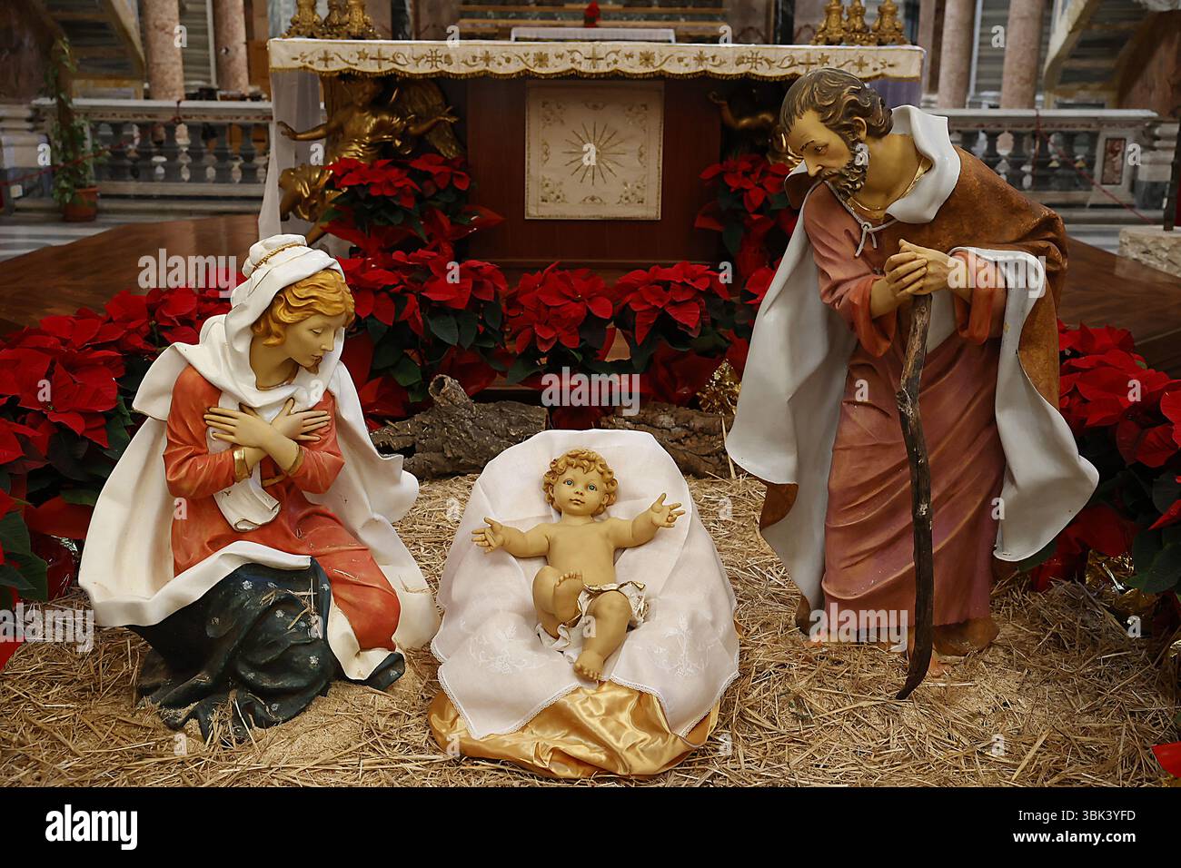 Church of Saints Ambrogio & Carlo, Rome, Italy. Nativity scene Stock ...