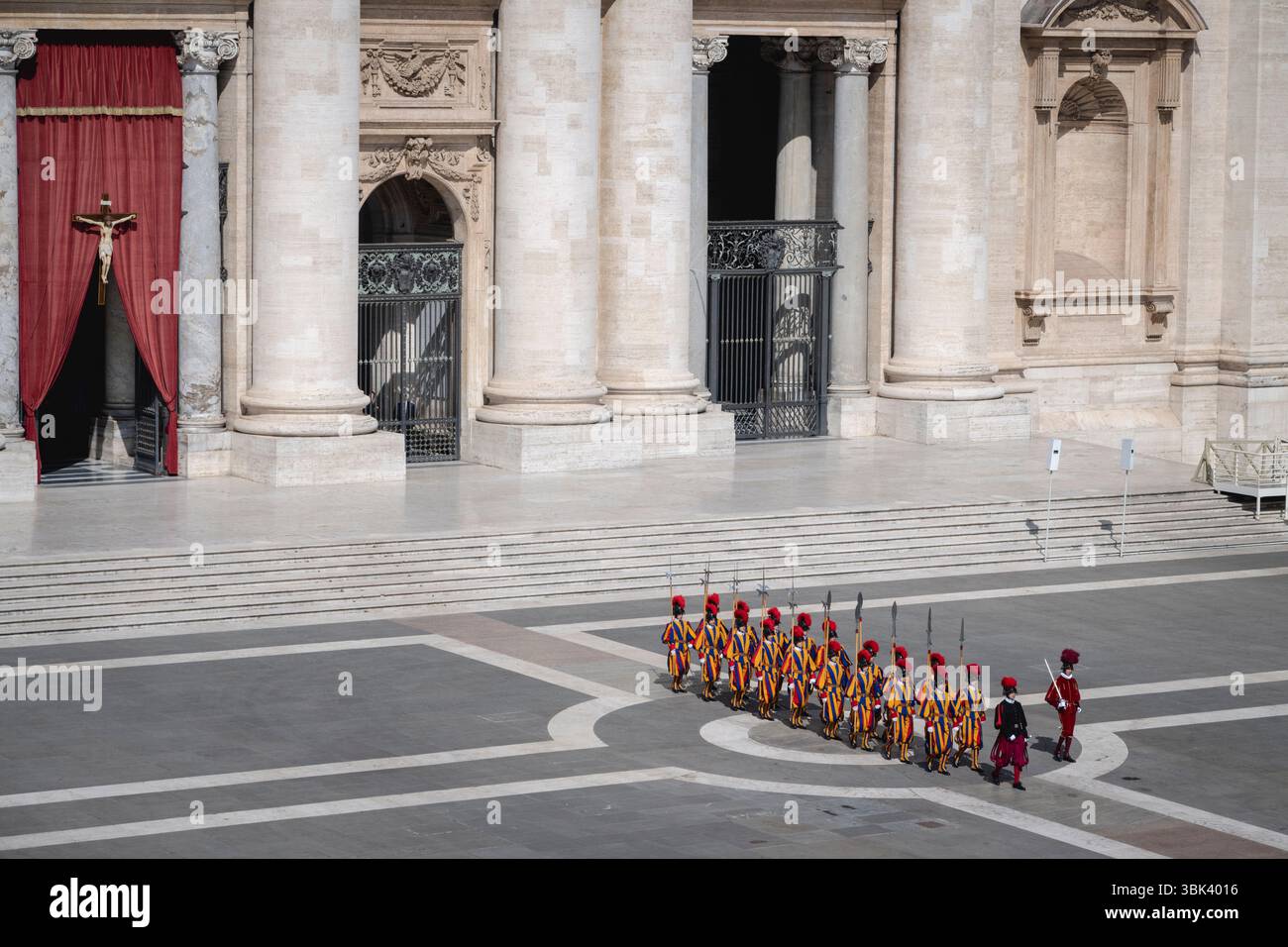 Swiss guards outside St. Peter's Basilica in the Vatican on April 23 ...
