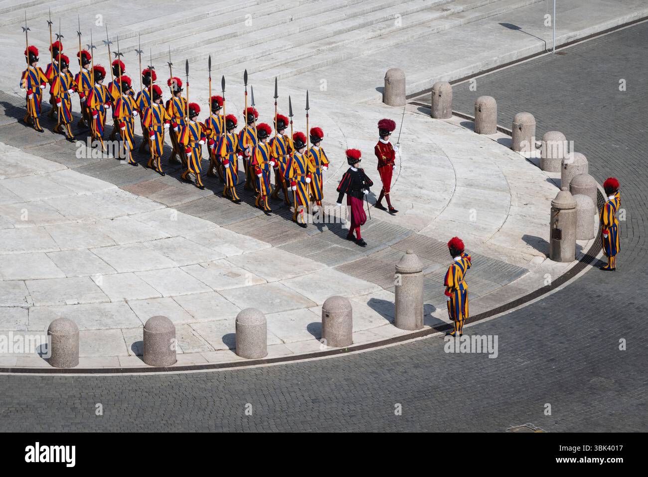 Swiss guards outside St. Peter's Basilica in the Vatican on April 23 ...