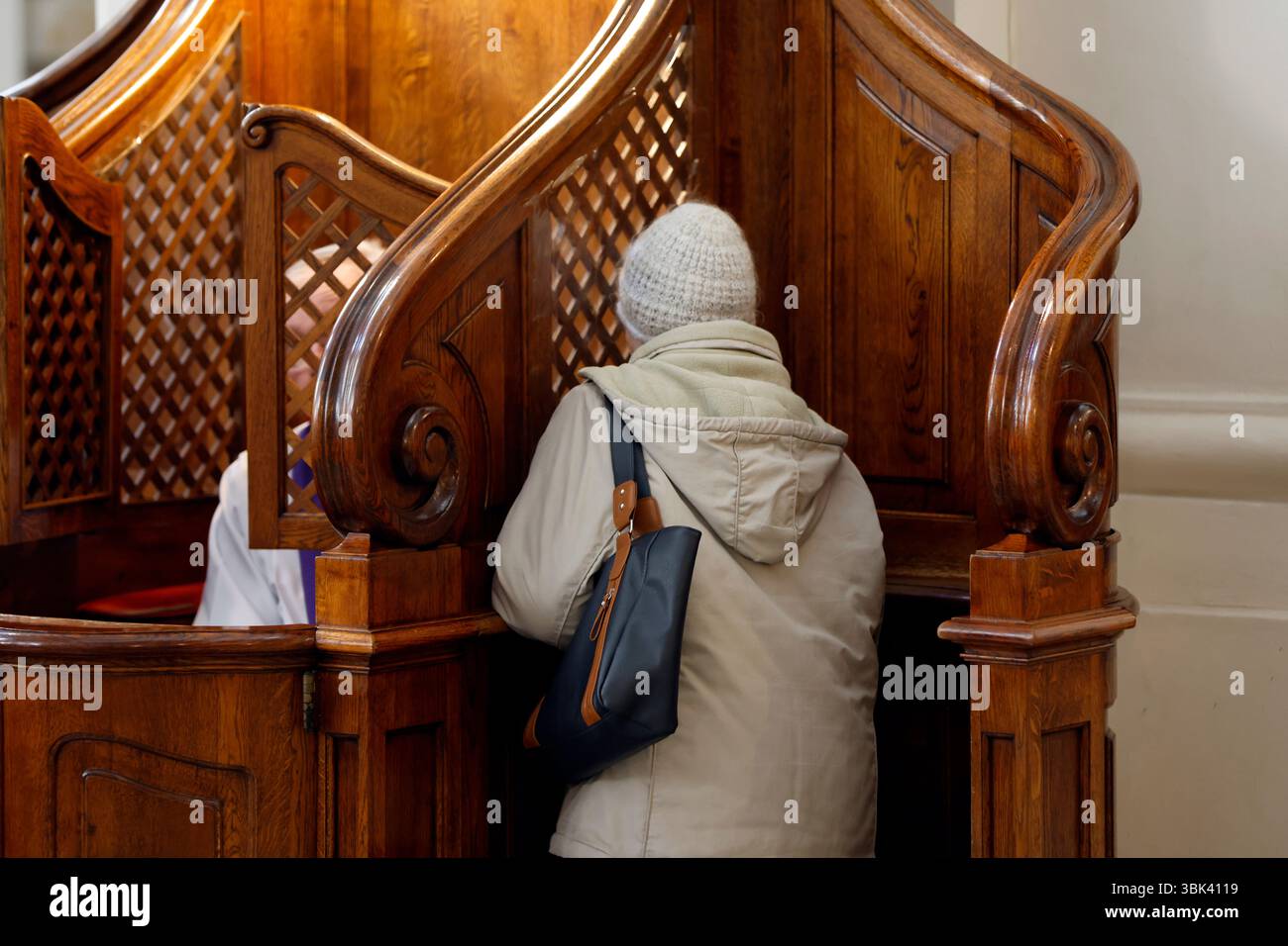 Priest giving confession. Sacrament of penance and reconciliation ...