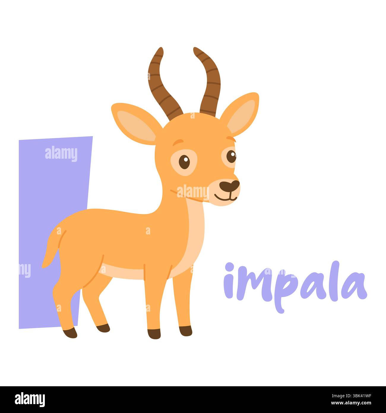 Funny impala with horns in flat style for alphabet or animal book Stock ...