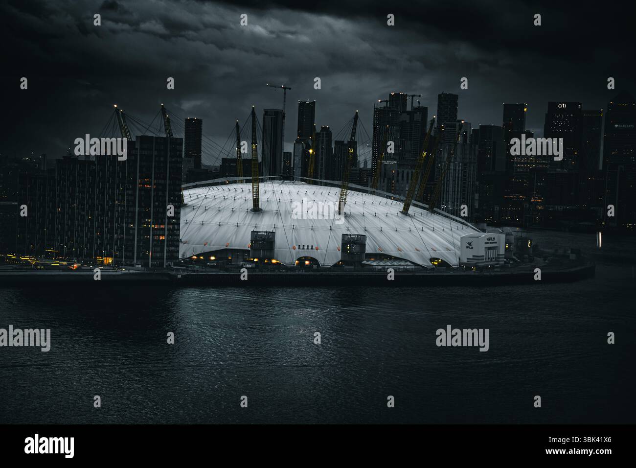The O2 Arena and Canary Wharf skyline view in London Stock Photo - Alamy