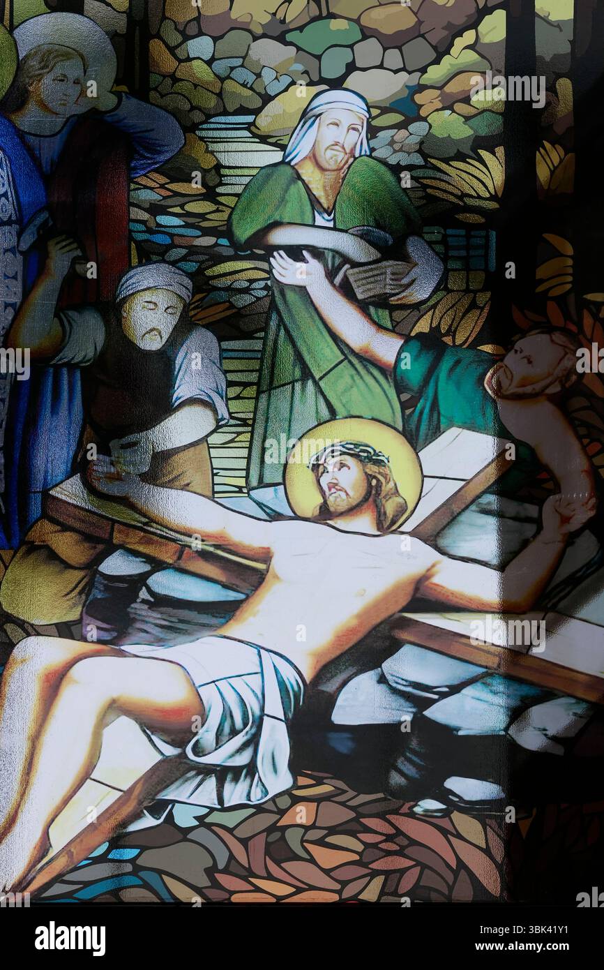 Way of the cross. 11th Station: Jesus is nailed to the Cross. Pleiku ...