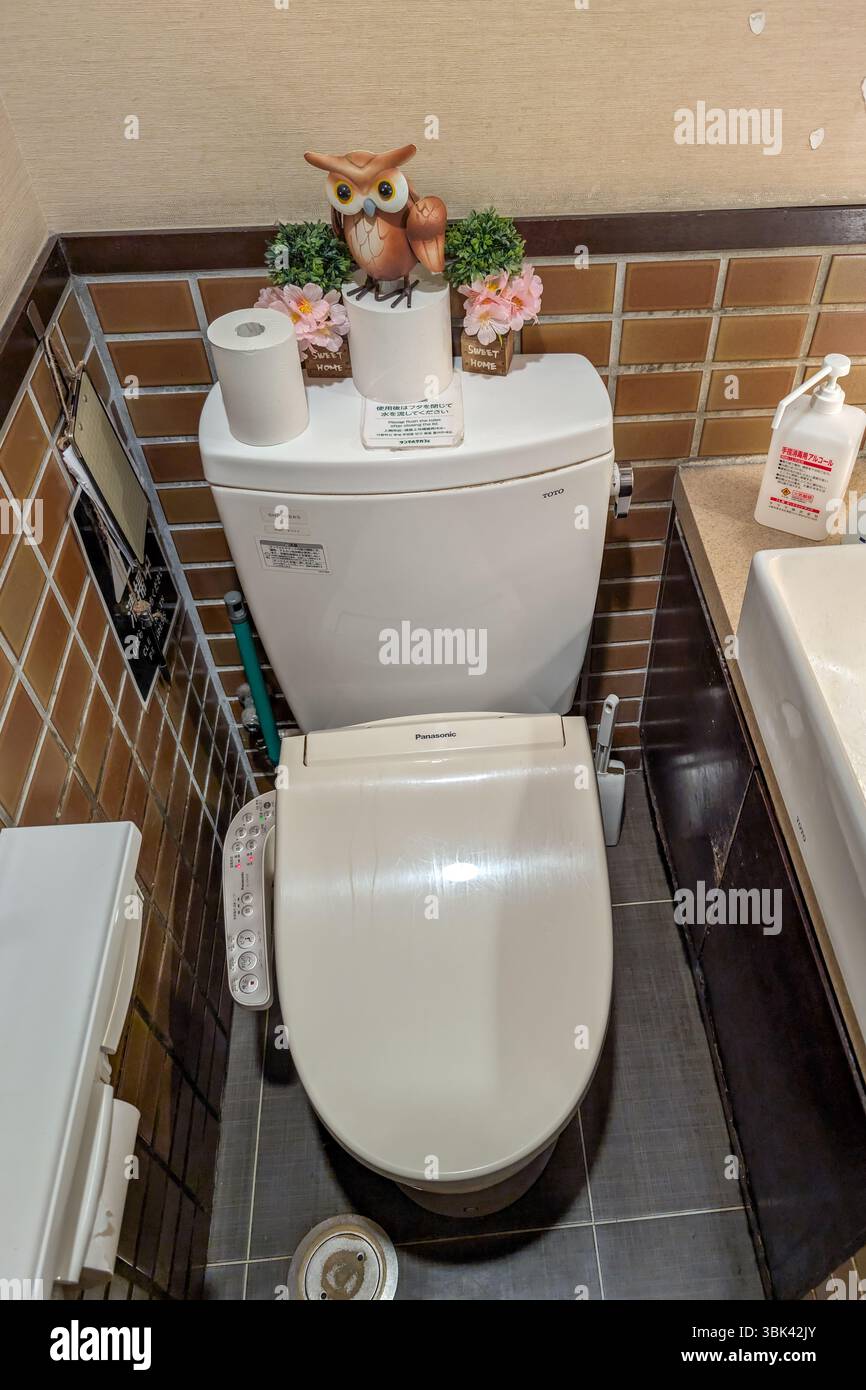 Modern high tech toilet with electronic controls in Tokyo, Japan ...