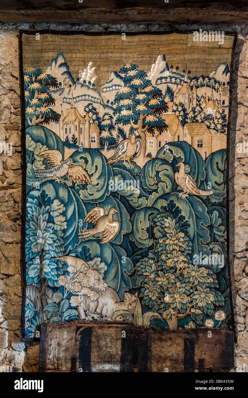 Medieval tapestries hanging in craft hi-res stock photography and ...