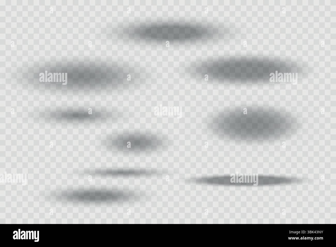 Different realistic round shadow, soft shapes on transparent background ...