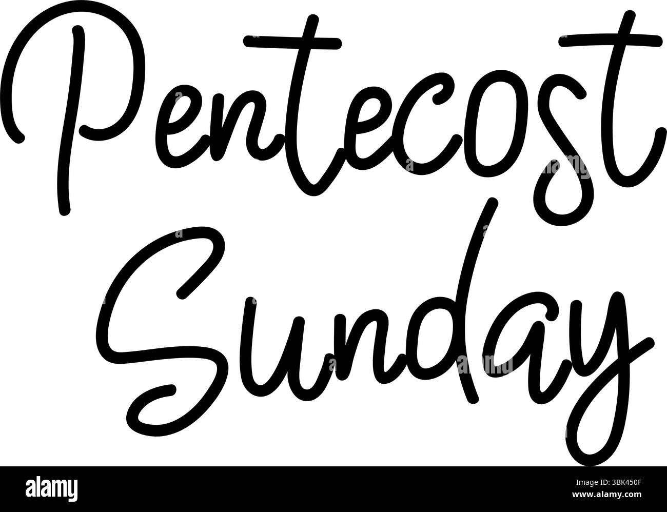 Stylized handwritten calligraphy text Pentecost Sunday in a rough ink ...