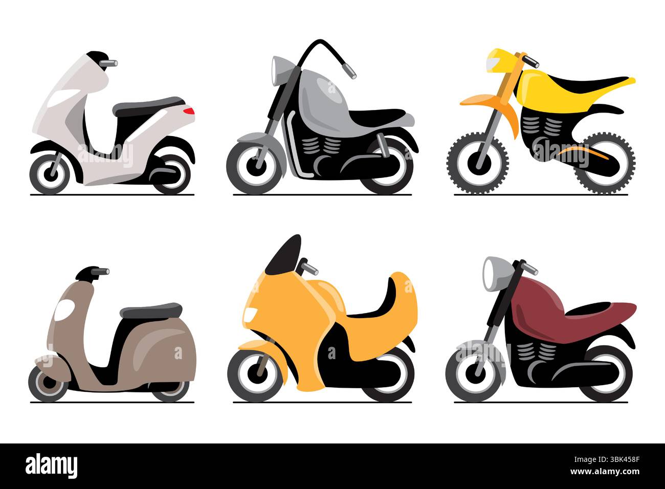 Motorcycle vehicles cartoon illustration . Flat design . Isolate on ...