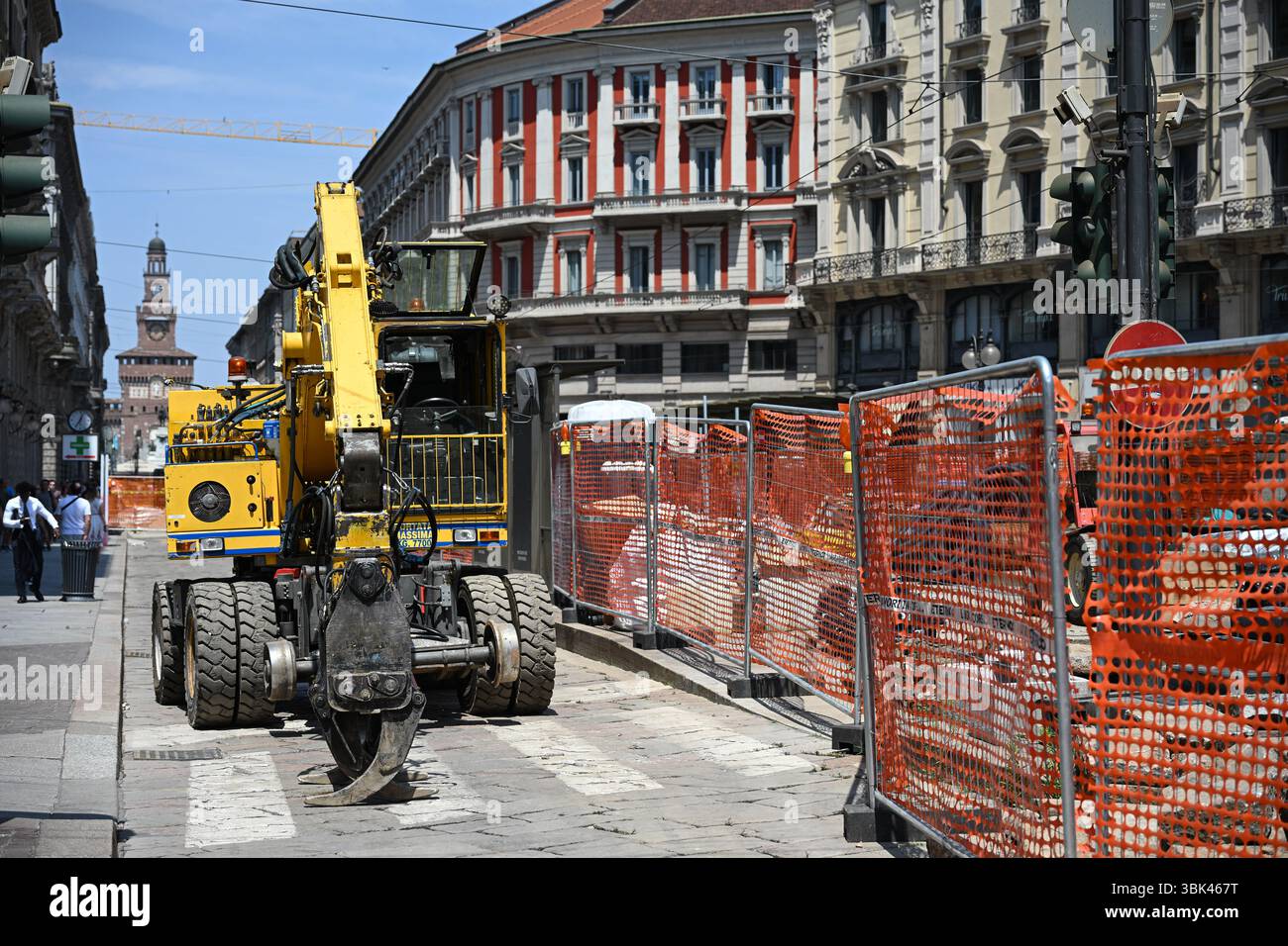 Milan, Italy - June 18, 2025: Road construction machinery on a ...
