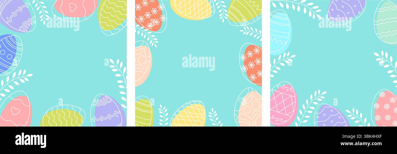 Easter social media templates with egg decorations.Minimalist ...