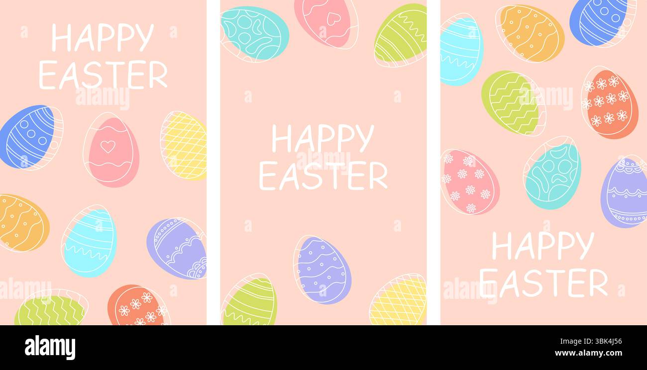 Easter social media templates with egg decorations.Minimalist ...