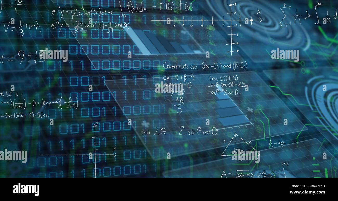 Translucent blue panel floating in virtual 3D data grid, with binary ...