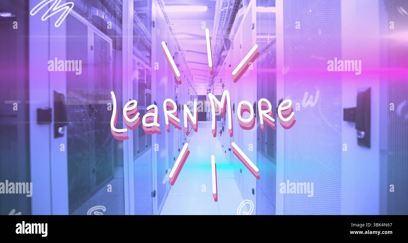 Central data center aisle showcasing white server cabinets, network ...