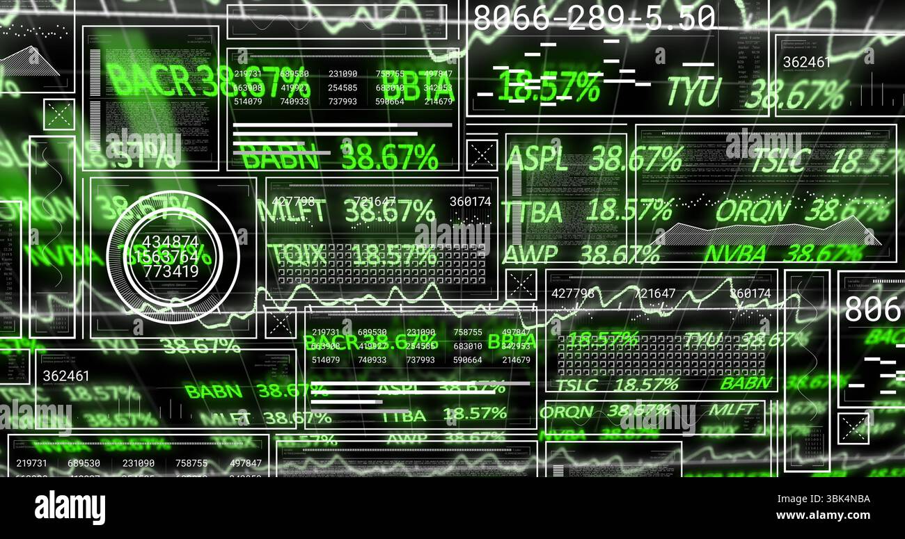 Displaying dashboard showing rectangular panels on console, with stock ...