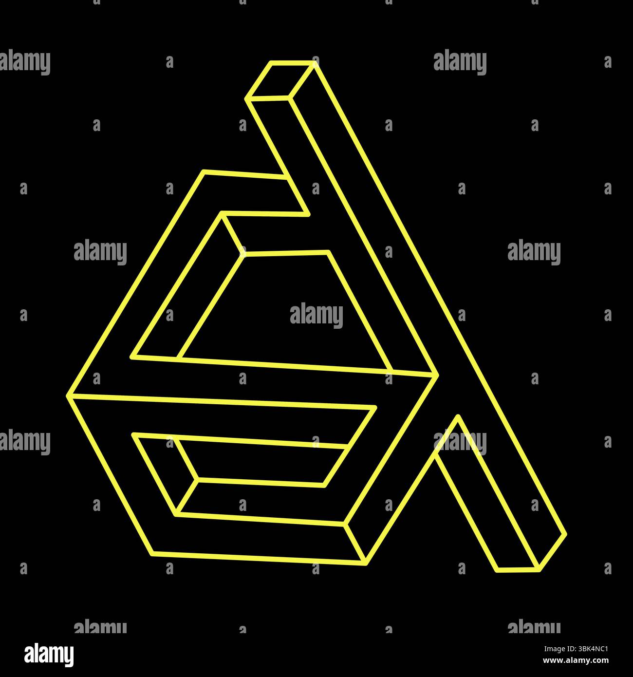 Impossible objects. Optical illusion shape. 3d illustration. Geometry ...