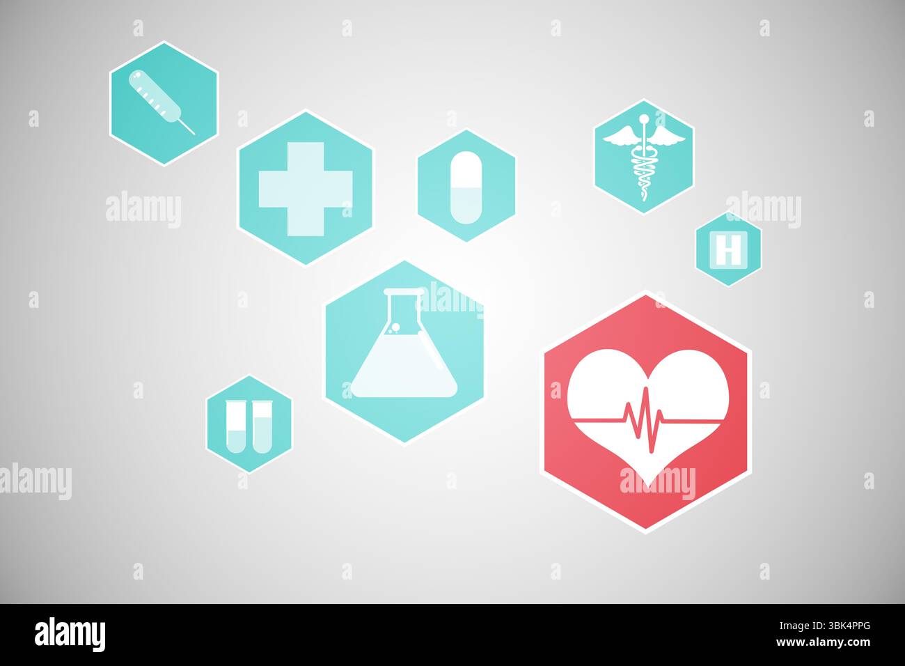 Medical icons in hexagons interface menu Stock Photo - Alamy