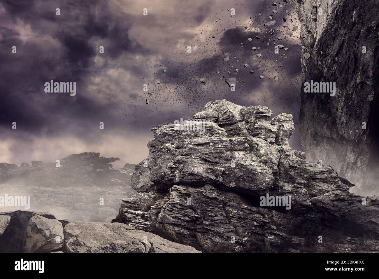 Landslide falling down from hi-res stock photography and images - Alamy