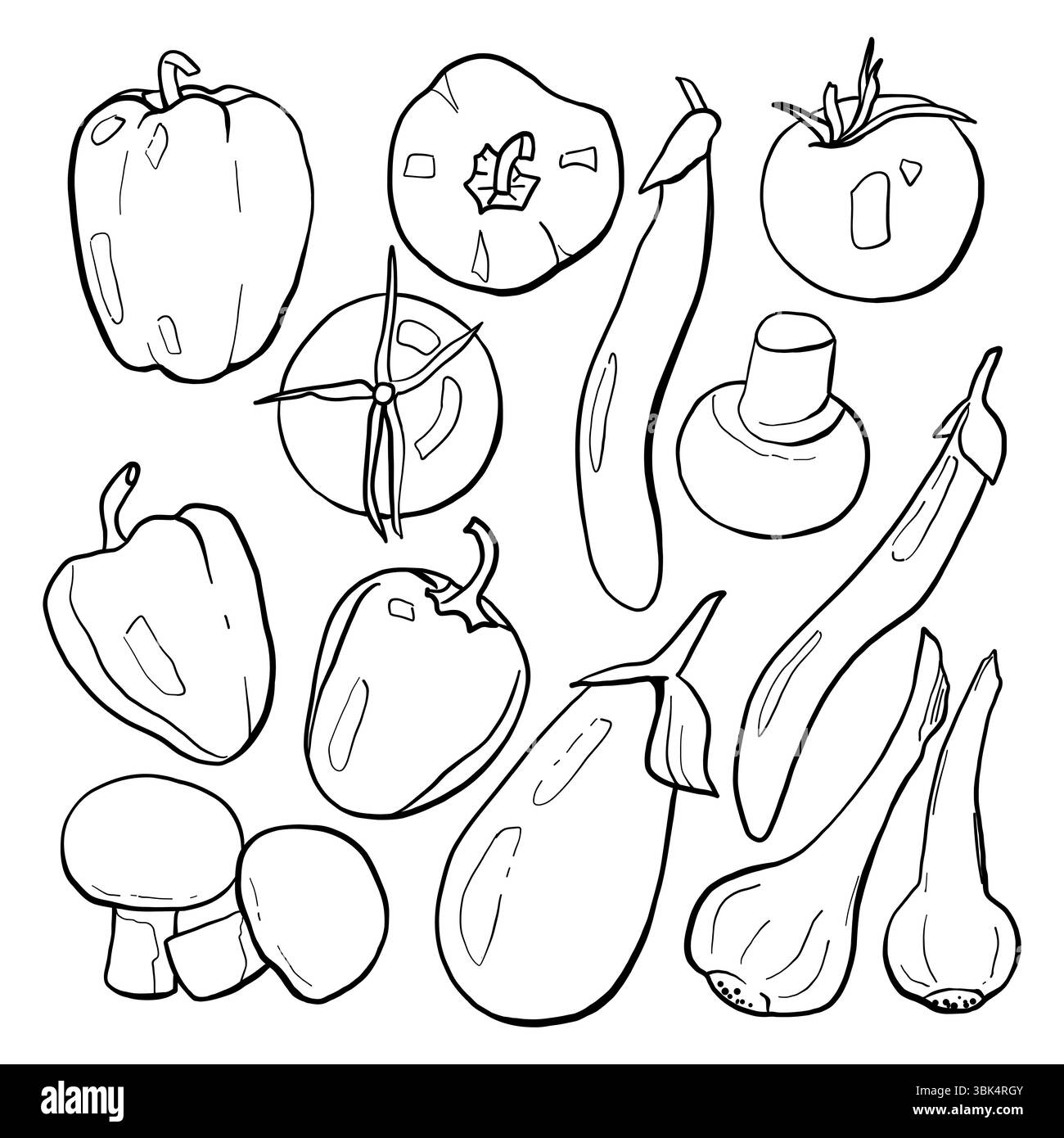 Pepper sketch set farm Stock Vector Images - Alamy
