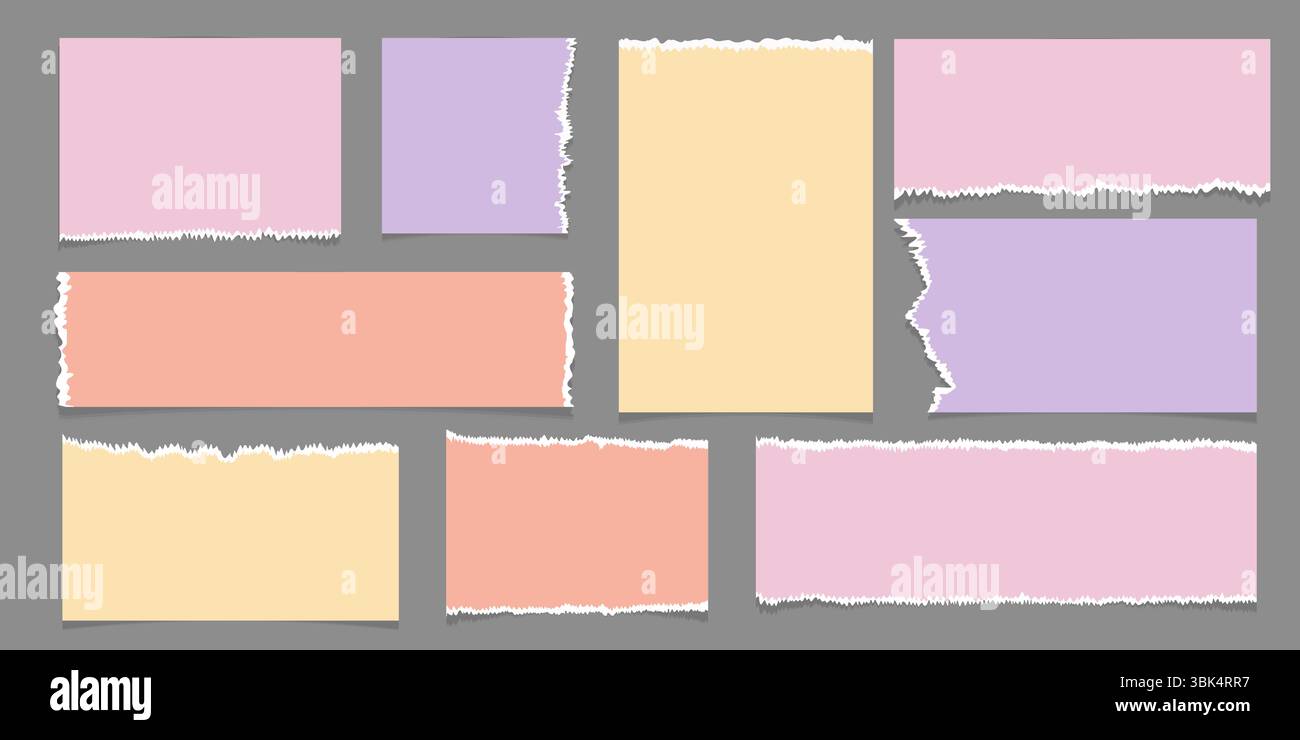 Set of realistic colorful torn paper, notepad. Vector illustration ...