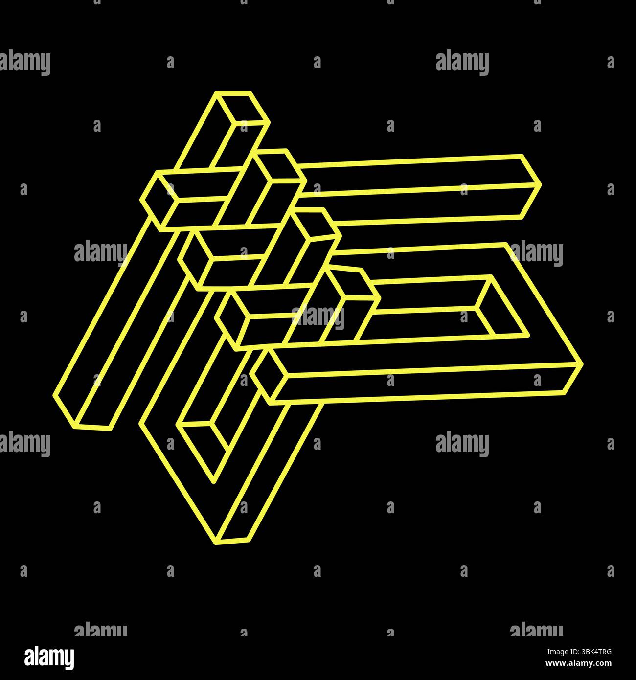 Escher paradox. Impossible optical illusion shapes. Optical art ...