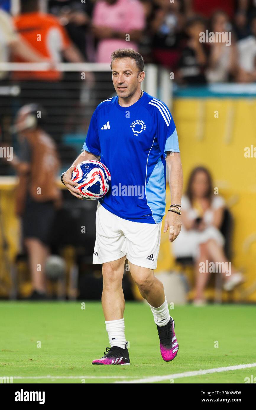 Alessandro Del Piero holds the ball during half time of the FIFA Club ...