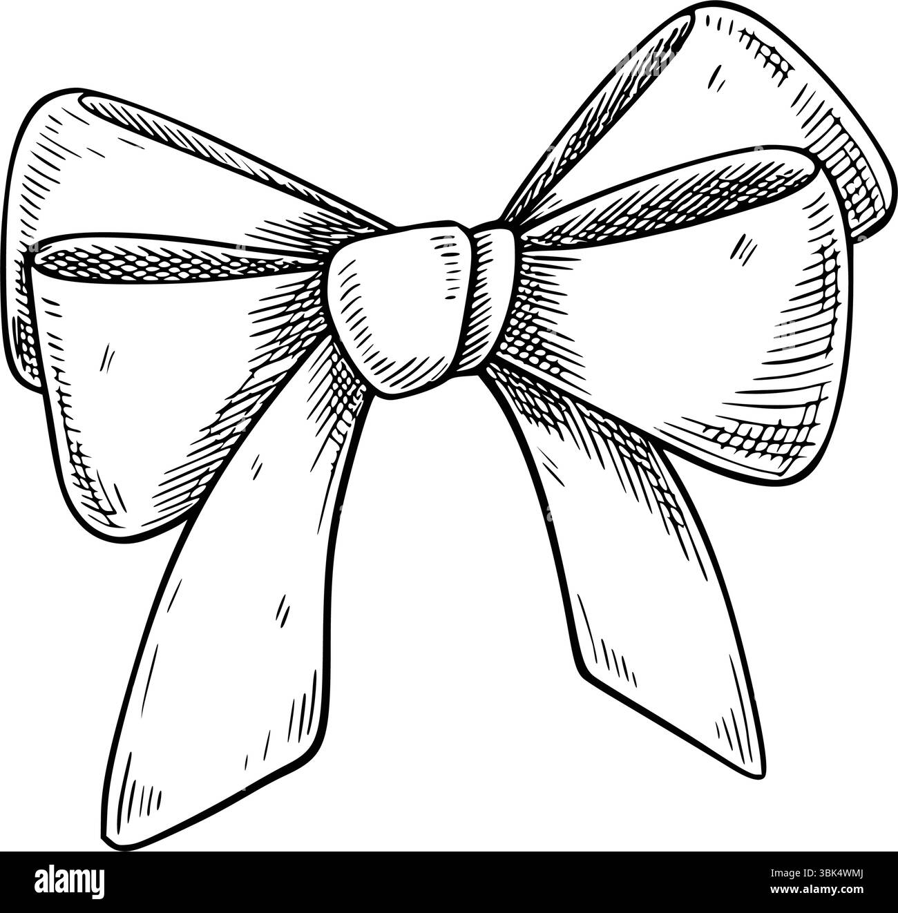 Vector hand drawn Bow with layered loops and tails. Outline ...